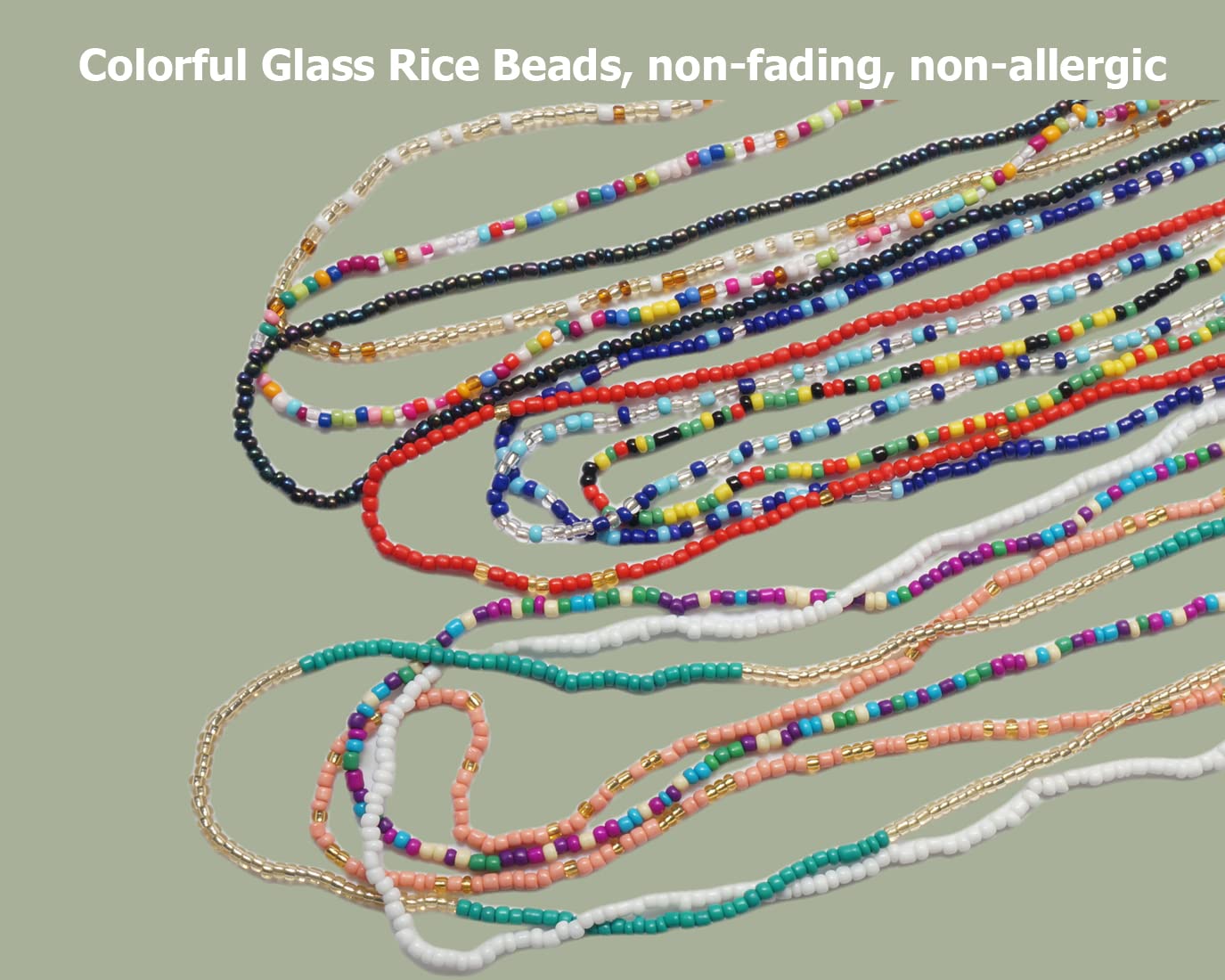 RICHRAIN Bulk Wholesale Waist Beads Body Chain African Belly Jewelry for Women (100PCS Mixed)