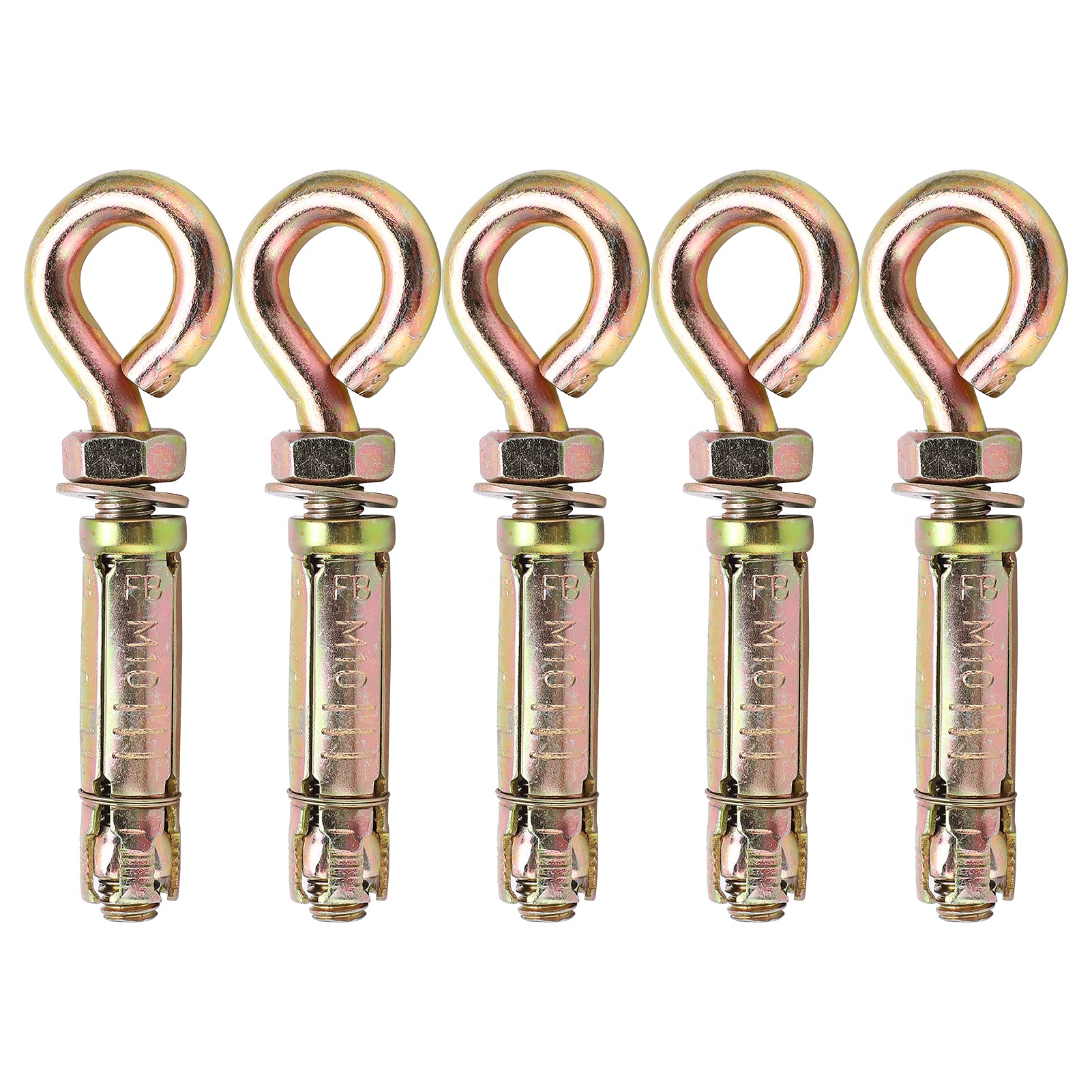 Yuecoom Expansion Bolts, 5Pcs Heavy Duty Anchor Fastener Eye Ring Hanger Screw for Concrete Brick Wall 11x1.6cm