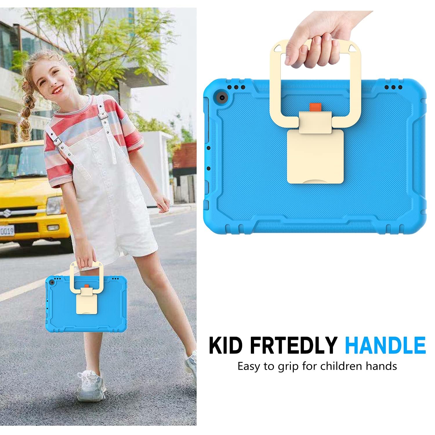 Simpleway Kids Case for Fire HD 8 Tablet 10th Generation 2020 Release, Fire HD 8 and HD 8 Plus Tablet Case for Kids,Shockproof Lightweight Rotating Foldable Handle Stand Holder Tablet Case Cover