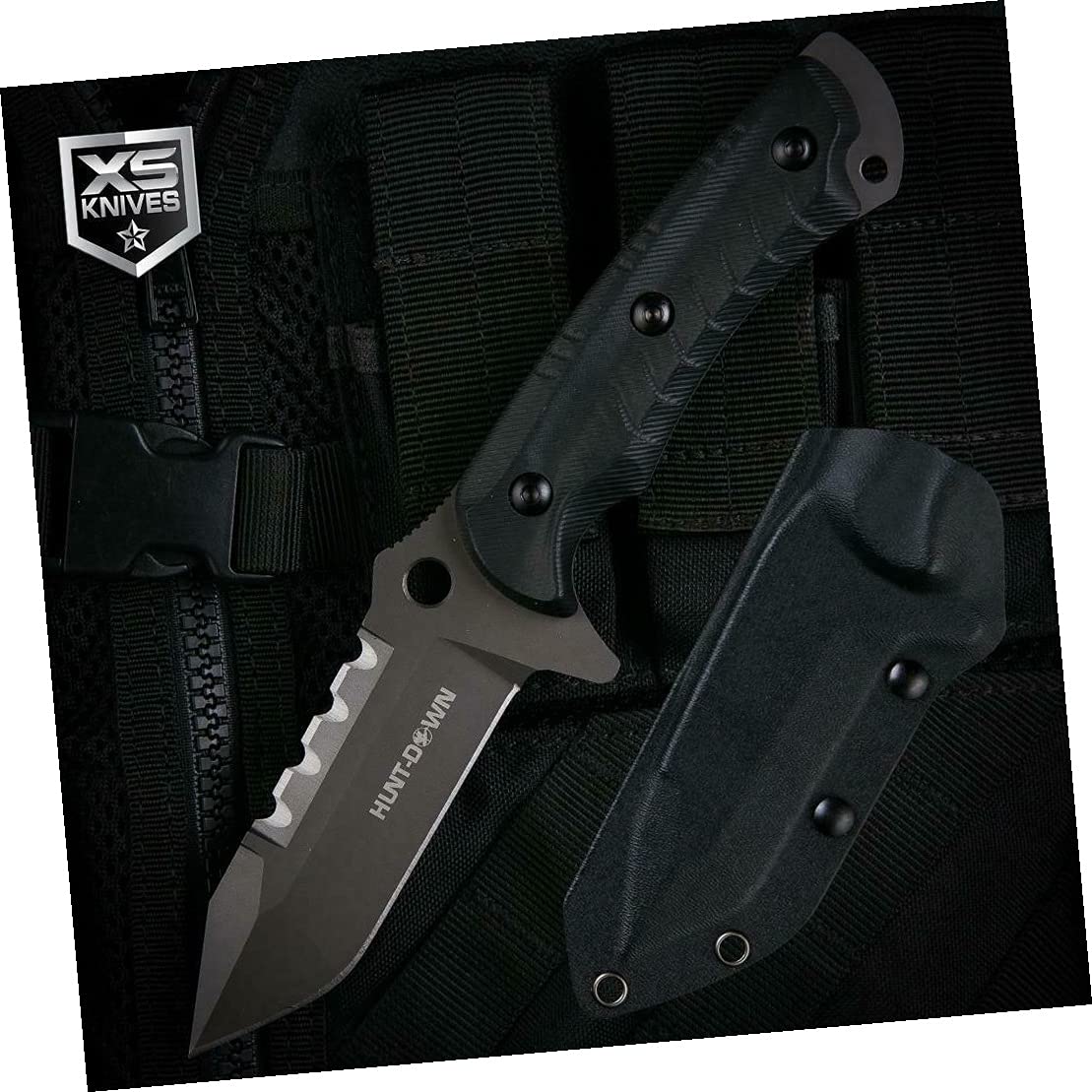 Tanto Survival Fixed Blade Hunting Knife G10 Handle Full Tang Quick Release Kydex Sheath by Survival Steel