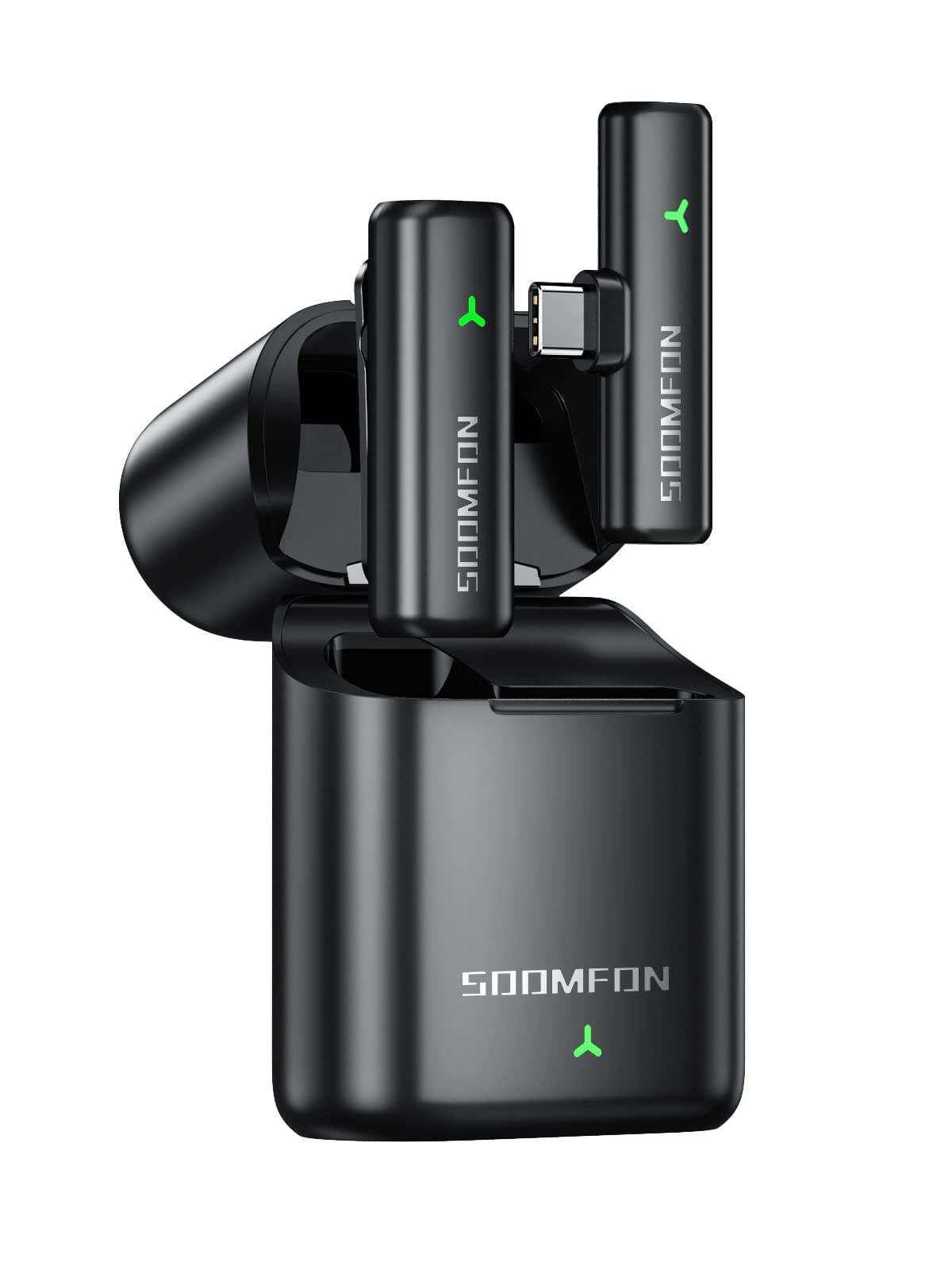SOOMFON Wireless Lavalier Microphone for Android Phone Professional 2.4GHz Bluetooth Lapel Mic with Charging Case, Mini Clip on Microphone for Recording, YouTube, Vlog, Live Stream, TikTok and More
