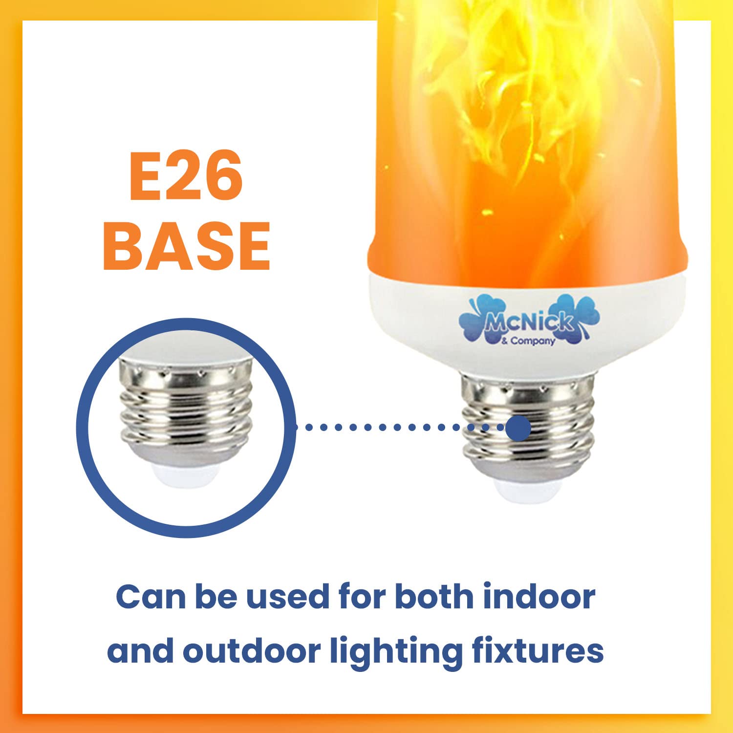 MCNICK & COMPANY Flame Light Bulbs - LED Flickering Bulbs (4 Pack) - Flicker Flame Light Bulbs That Look Like Gas Lanthern - Light Bulbs That Look Like Flames