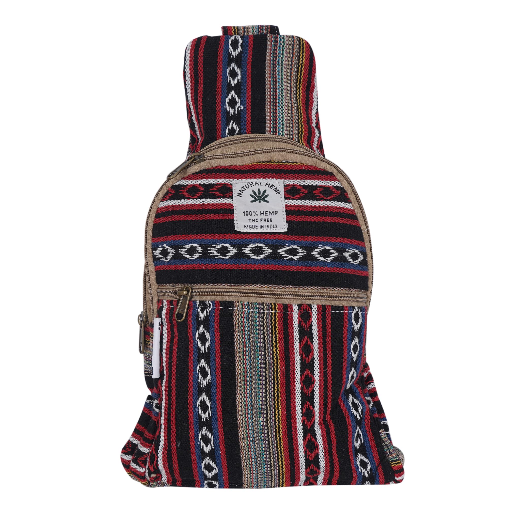 Marubhumi Hemp Sling Small Cross Body Bag Shoulder Backpack Adjustable Strap Men and Women Bag Lightweight Dayack