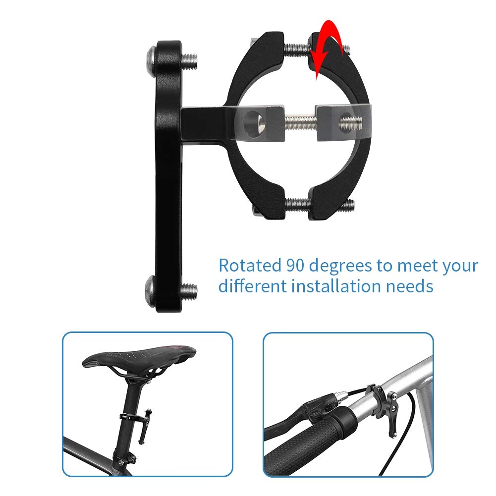 Mczxon Bicycle Water Bottle Holder Mount Adapter Aluminium Alloy, Adjustable Road Bikes MTB Water Bottle Cage Mount Adapter Universal Bottle Cage Clamp Easily Install on Handlebar, Seat Post(Black)
