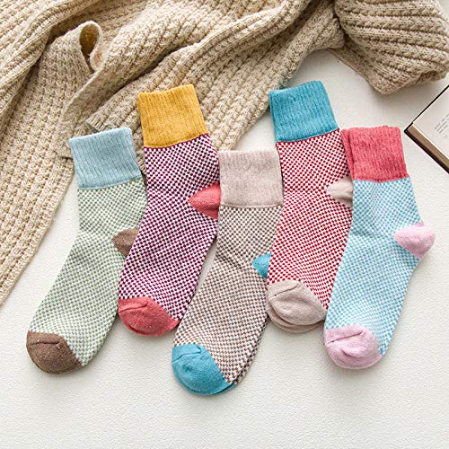 Reokoou Medium Length Women Socks Socks Knit Socks of Winter Wool 5 Womens Soft Cold Warm Pairs Socks Carbon X Socks