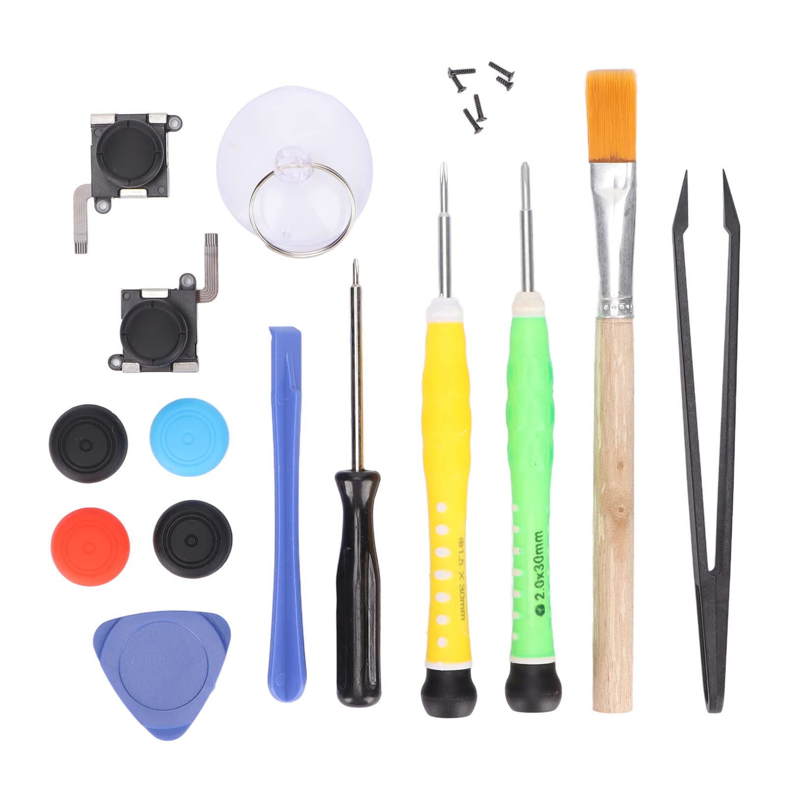 Repair Kit for Nintendo Switch, Analog Joystick, Keycap, Screwdriver, Tweezers, Cleaning Brush, Suction Cup,Portable Handle Repair Tool Set for Switch Lite