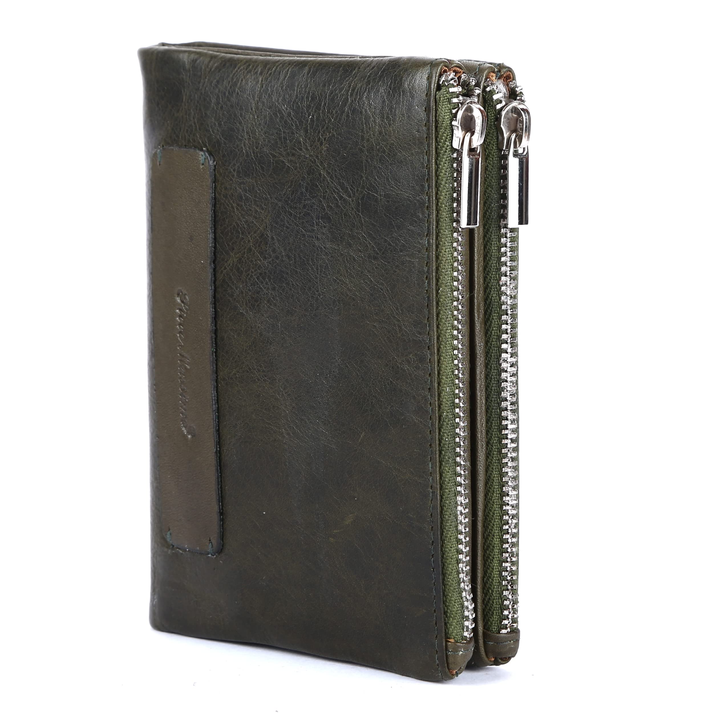 PICCO MASSIMO Genuine Leather women's Wallet | RFID blocking Leather wallet For women,Zipper Card Holder And Money Bi-Fold | Green Colour