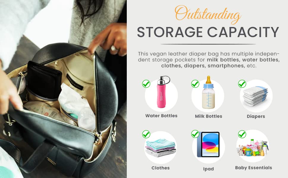 Sheeriah Bloom New and Upgraded Diaper Bag Backpack, Leather Baby Bag Tote Diaper Backpack with Changing Pad, Hand Sanitizer Holder Stroller Hooks, Lightweight Stylish Mommy Bag Daisy Collection