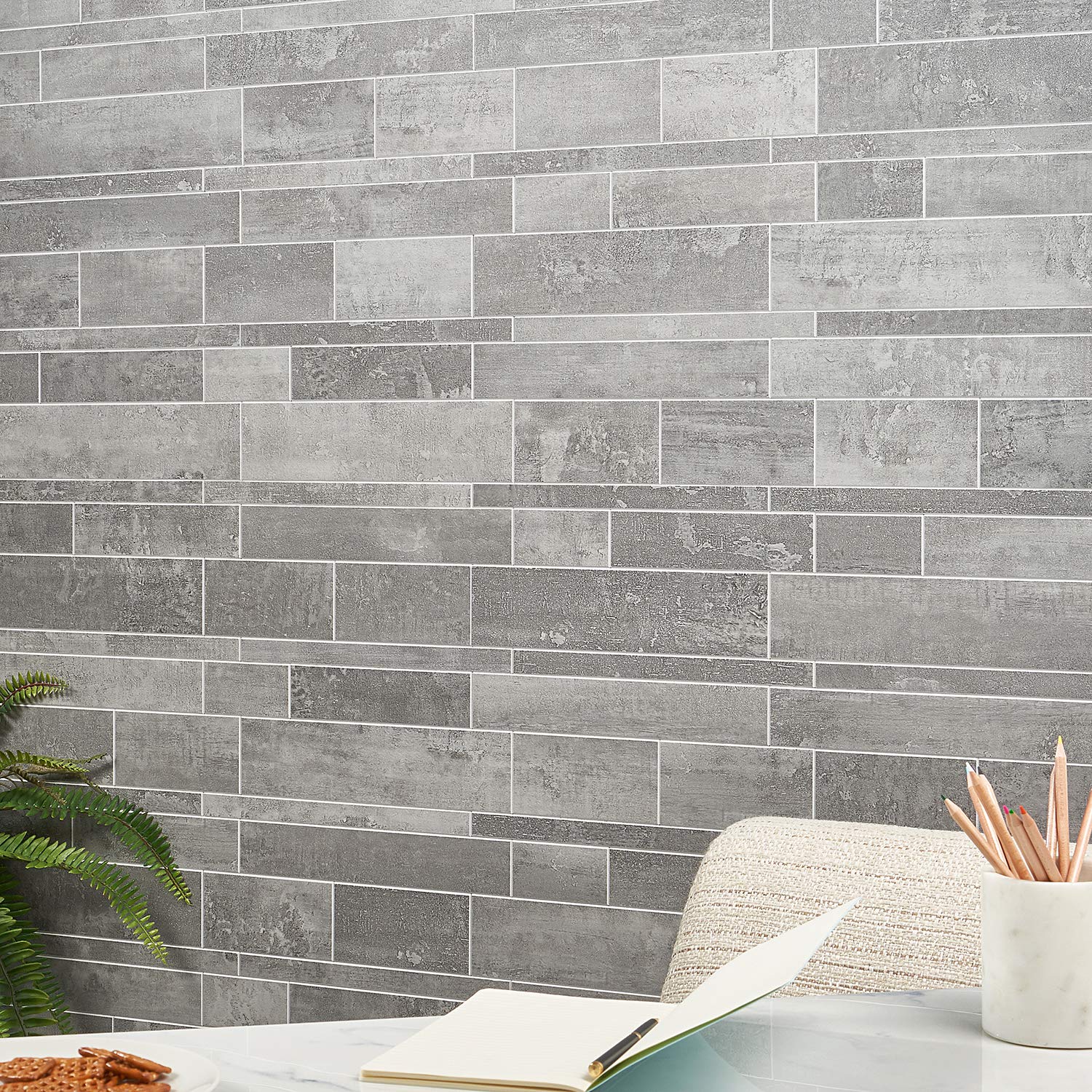 Luxe Core Railroad Light Gray 11.81 in. x 11.81 in. SPC Peel and Stick Kitchen, Bathroom, Backsplash Tile (0.96 Sq. Ft. / Sheet)