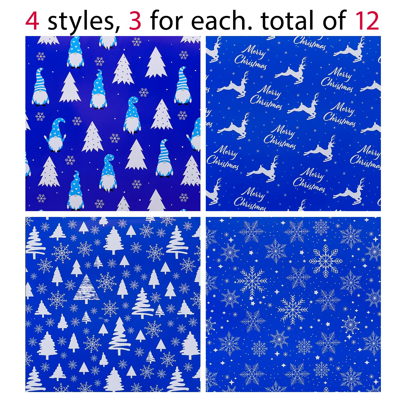 LeZakaa Christmas Gift Wrapping Paper - 12 Folded Sheet with 4 Different Green Tartan, Plaid Design - 27.5 x 19.6 inches Per Sheet