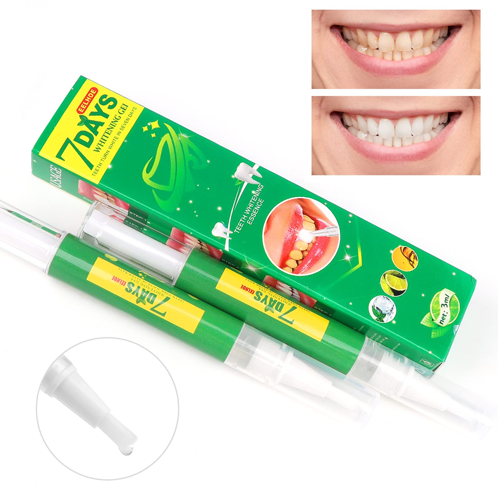 Teeth Whitening Pen for Adults Teeth Whitening Pens Natural Mint Flavor,Beautiful White Smile 30+ Uses,Effective,No Sensitivity (Green)