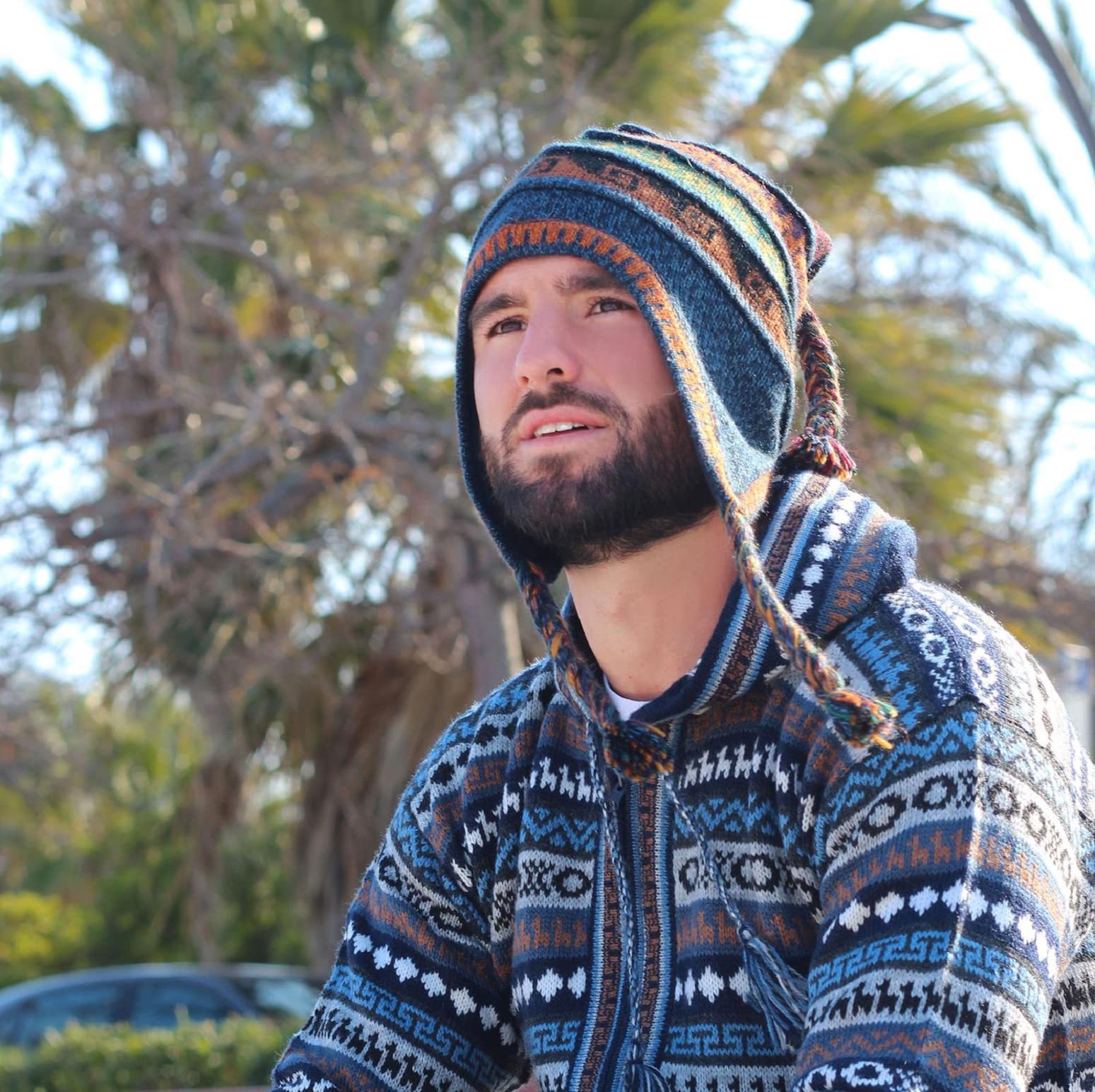 Peruvian Beanie Alpaca Hat, for Women and Men, Soft and Warm hat, Peruvian hat Made in Peru, Soft, Light and Resistant Alpaca (red line Yellow)