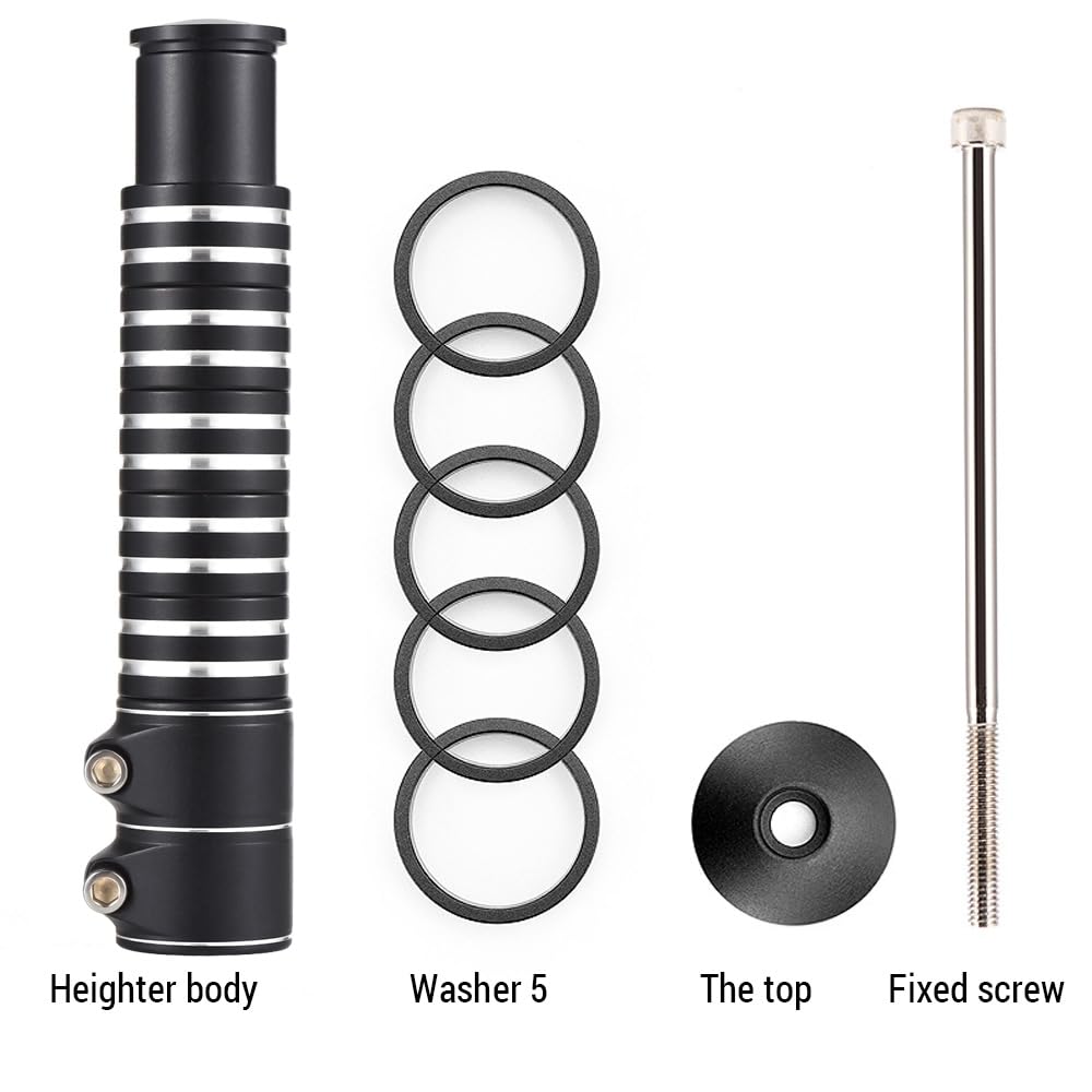 LIXADA Bike Stem Riser, Bike Fork Stem Extender, Handlebar Riser Adapter, Suitable for Mountain Bike, Road Bike, MTB, ect.(Aluminium Alloy, Adjustable, Black)