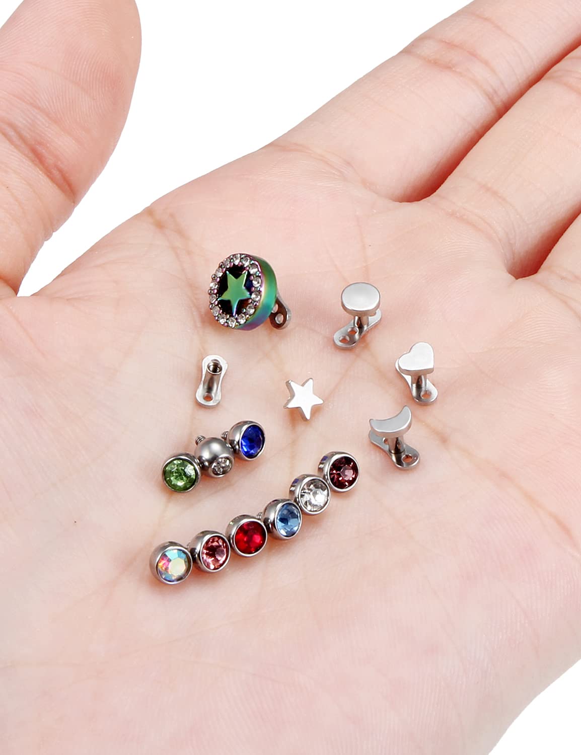 Msndnkwo 14G Dermal Piercing Jewelry Internally Threaded Dermal Anchor Tops and Base Titanium Microdermals Piercing for Women Men, CSY-0088
