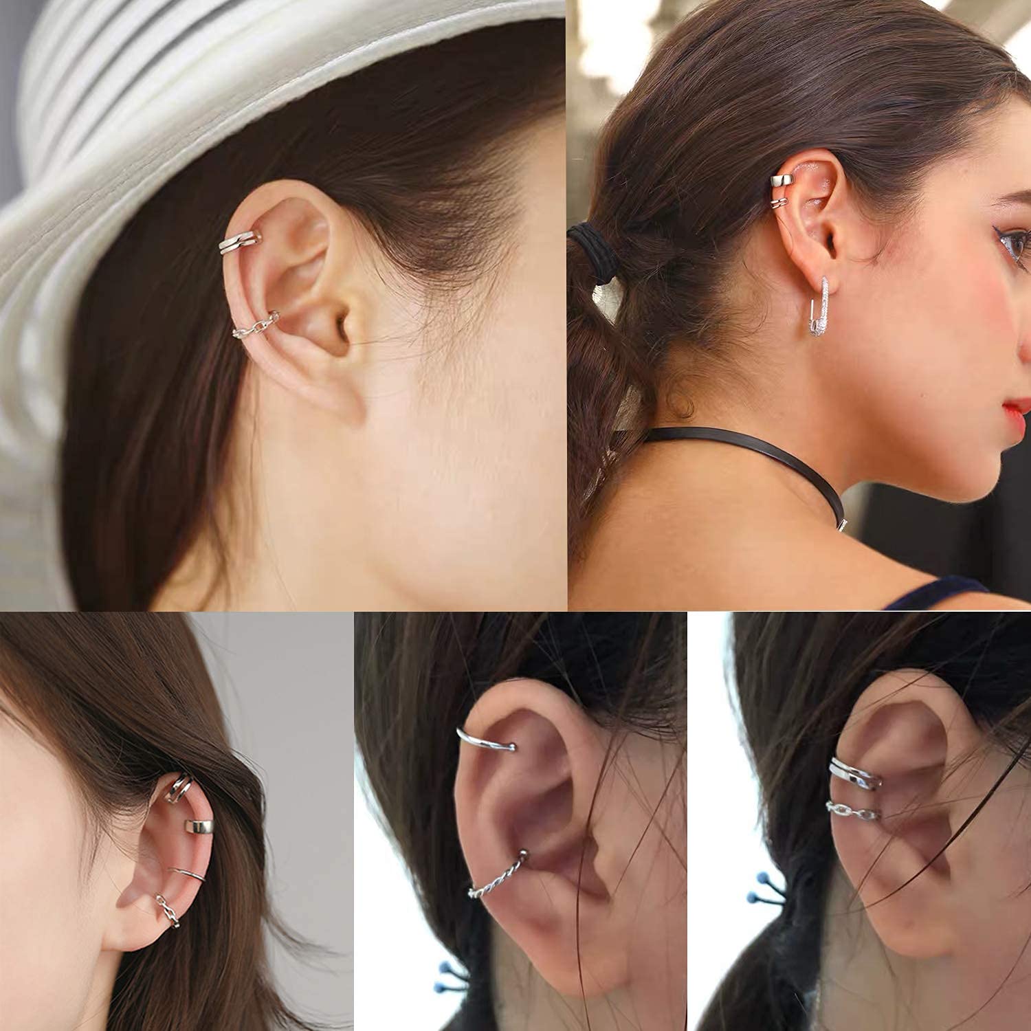 Milacolato Cuff Earrings 925 Sterling Silver Ear Cuff Earrings