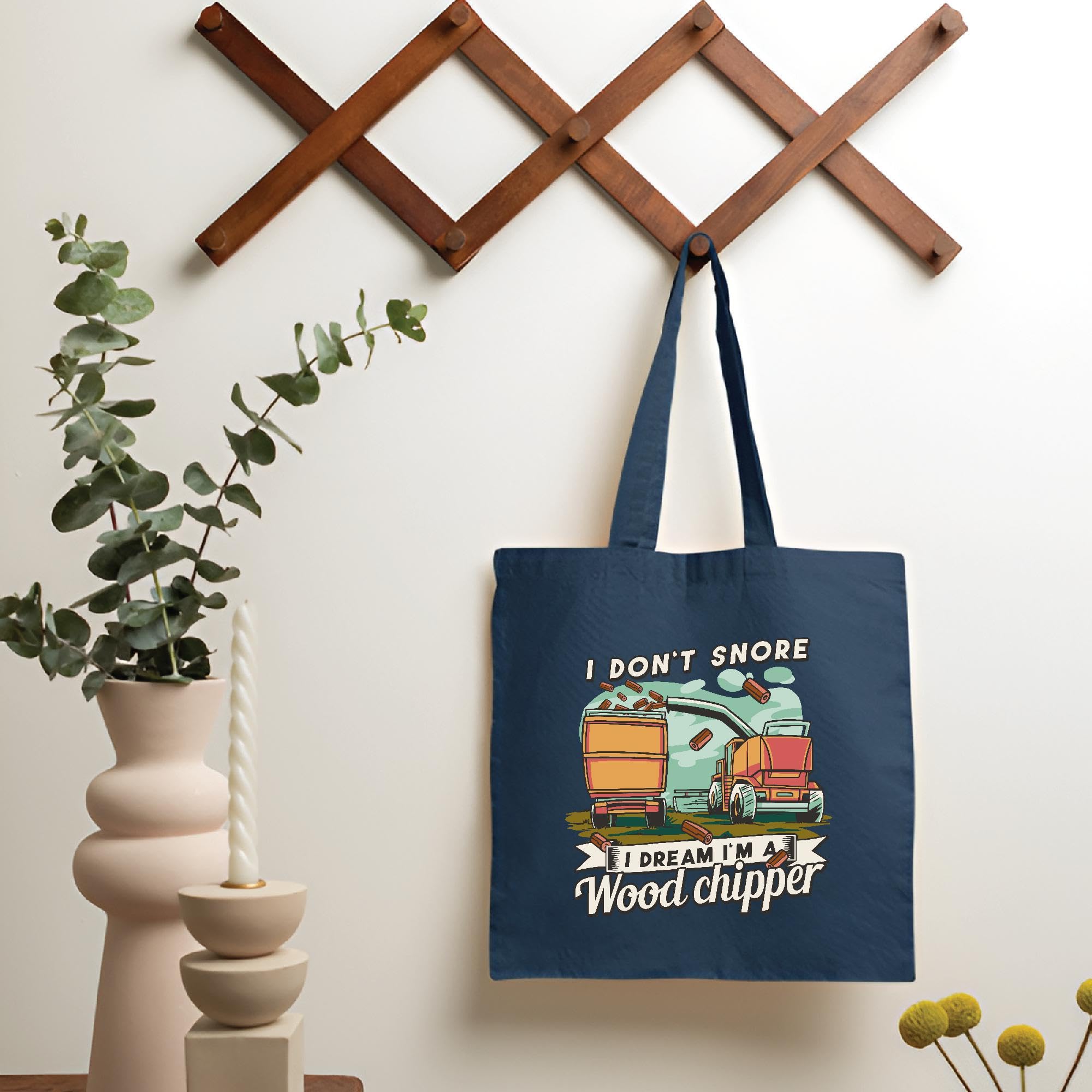 Men Wood Chipper Inspired Gift The perfect gift for DIY enthusiasts and tools lovers Navy Black Multicolor Canvas Tote Bag
