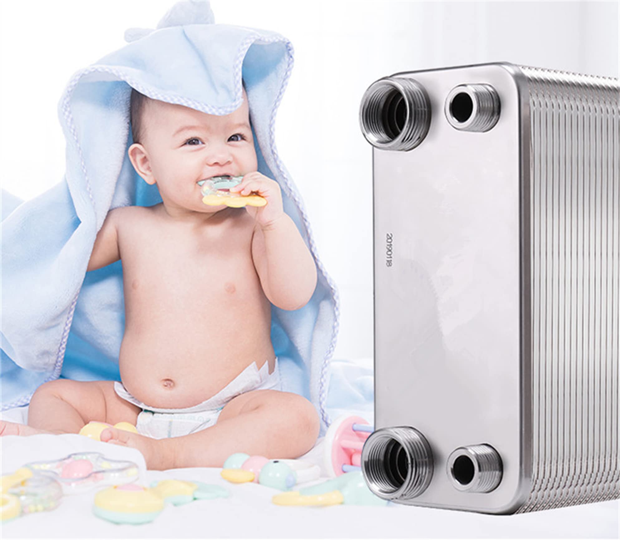 KK5 Brazed Plate Heat Exchanger Water to Water with Copper and SS304 Stainless Steel Plates for Floor Heating, Water Heating, Snow Melting