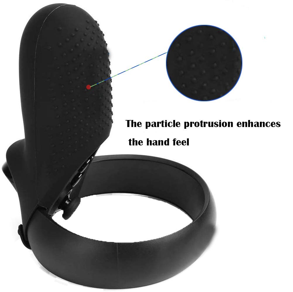 MASiKEN Controller Grip Cover Accessories & Knuckle Strap for Oculus Quest/Oculus Rift S Controller Strap, Upgraded Wrist Straps Handle Protective Sleeve (Black, Strap+Cover)