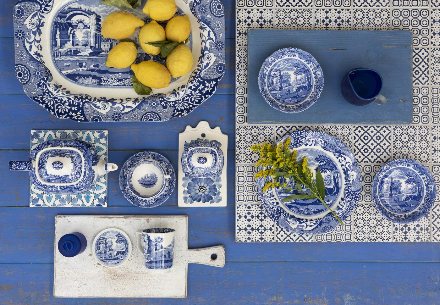 Spode Blue Italian English Bread and Butter Plate | Dessert and Appetizer Plate | Square Blue and White Plate | Measures 11-Inches | Dishwasher and Microwave Safe