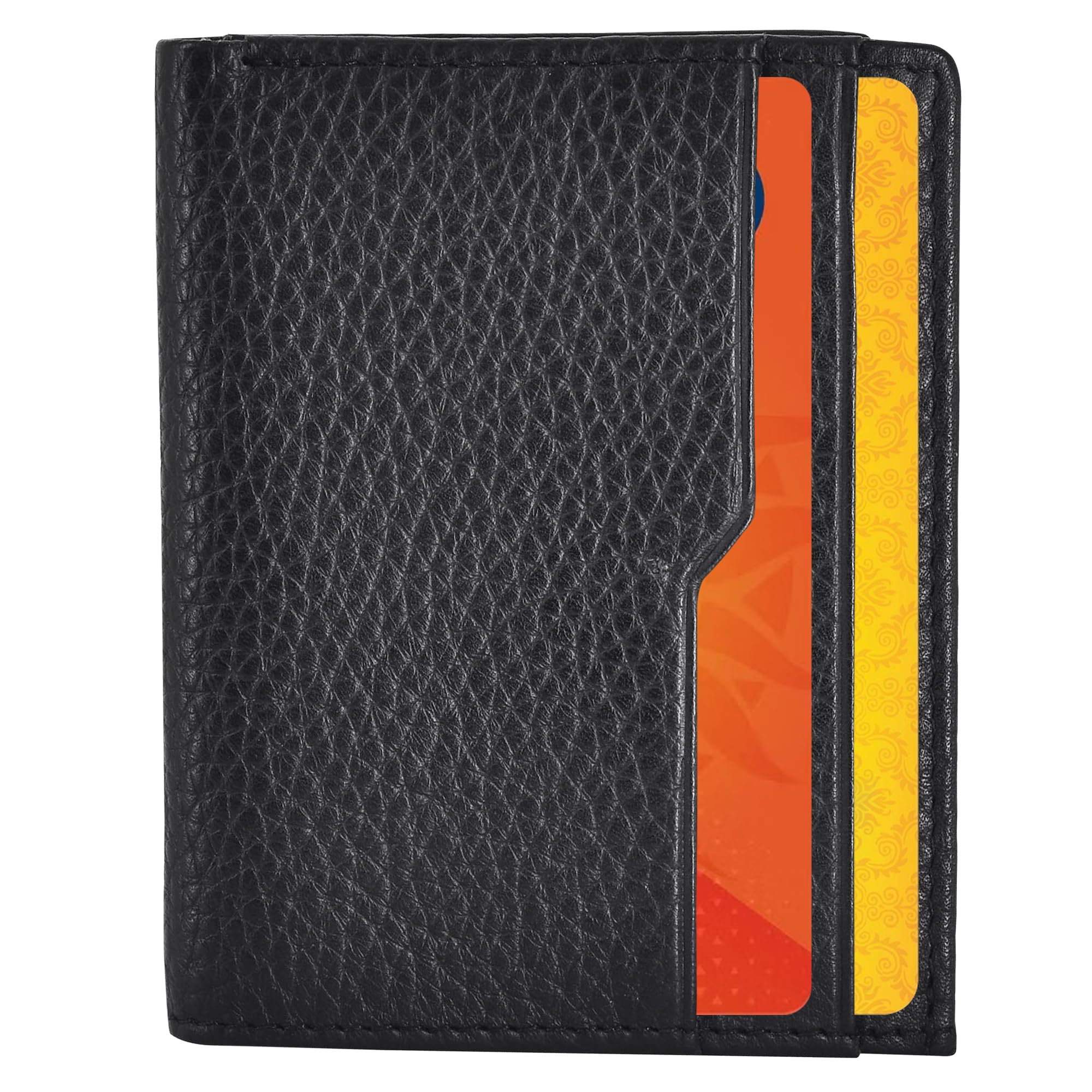 skyle Mens Leather Wallet (Black), Front Pocket Wallets for Men, Card Holder Wallet, RFID Wallet, Black Wallet for Men, Smart Wallet for Men, Business Card Organizer, Slim Wallet, (J02-8514)