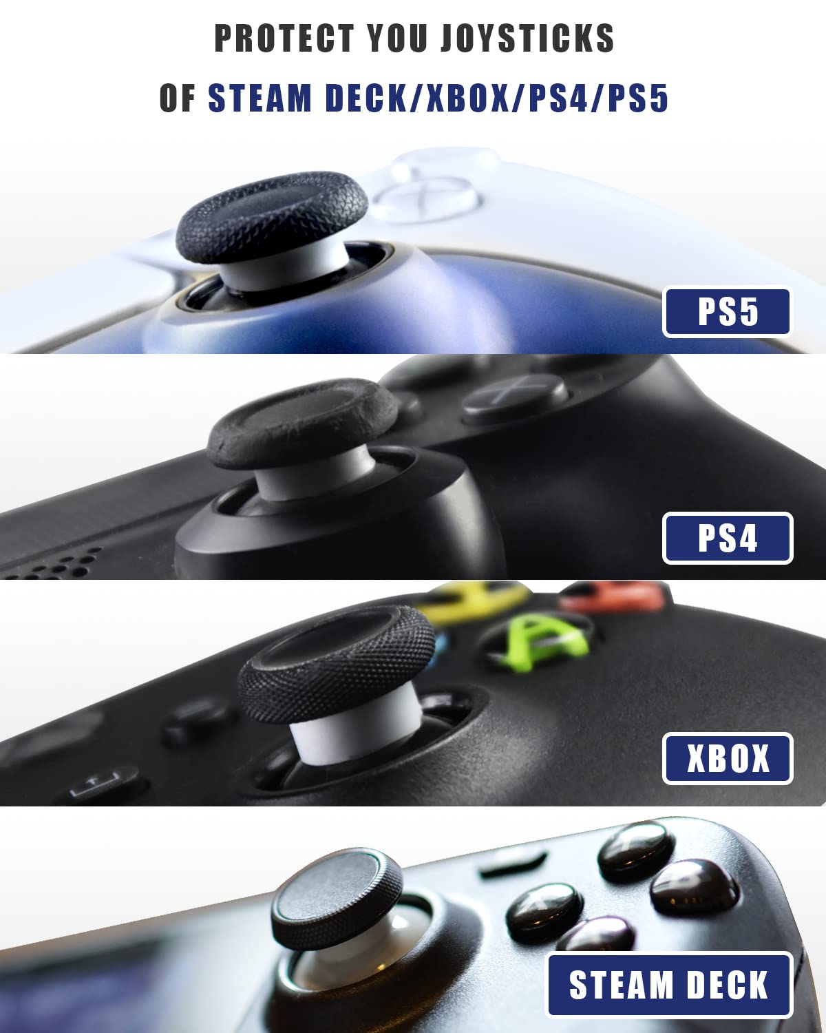 Sehawei Silicone Joystick Protectors, 12 Pcs (White) for Steam Deck/Xbox/PS4/PS5 - Invisible Elastic Protection, Keep Clean, Extend Life of Joysticks, Easy to Install & Remove