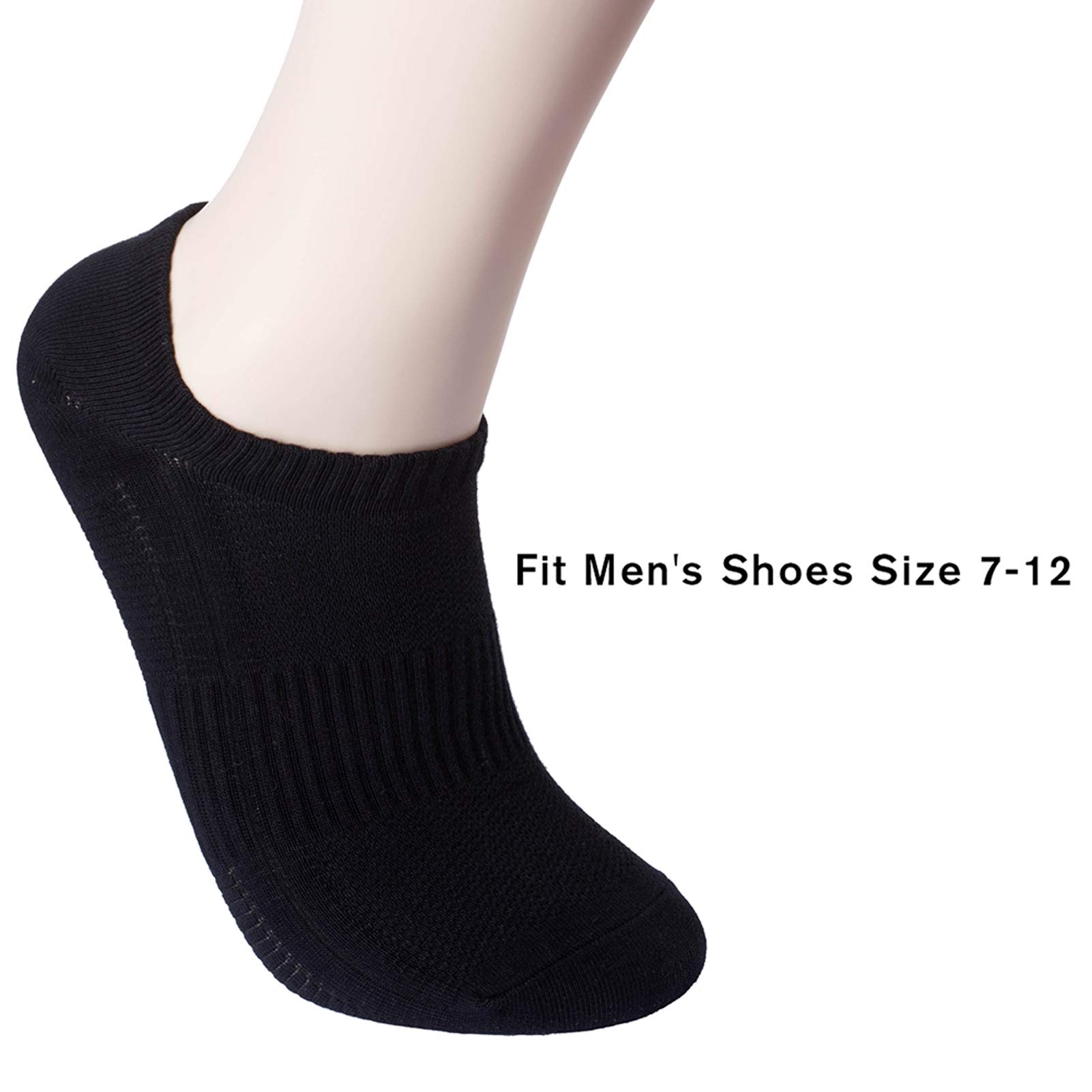 Men's 6-Pack Black Anti Odor Sweat Wicking Quick Dry Casual No Show Sports Socks,Size 7-12