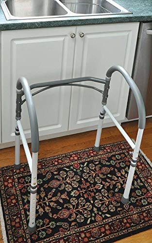 Vaunn Deluxe Folding Safety Toilet Rail, Adjustable and Foldable Toilet Safety Frame, Bathroom Handrail Assist Grab Bar Handle, Gray