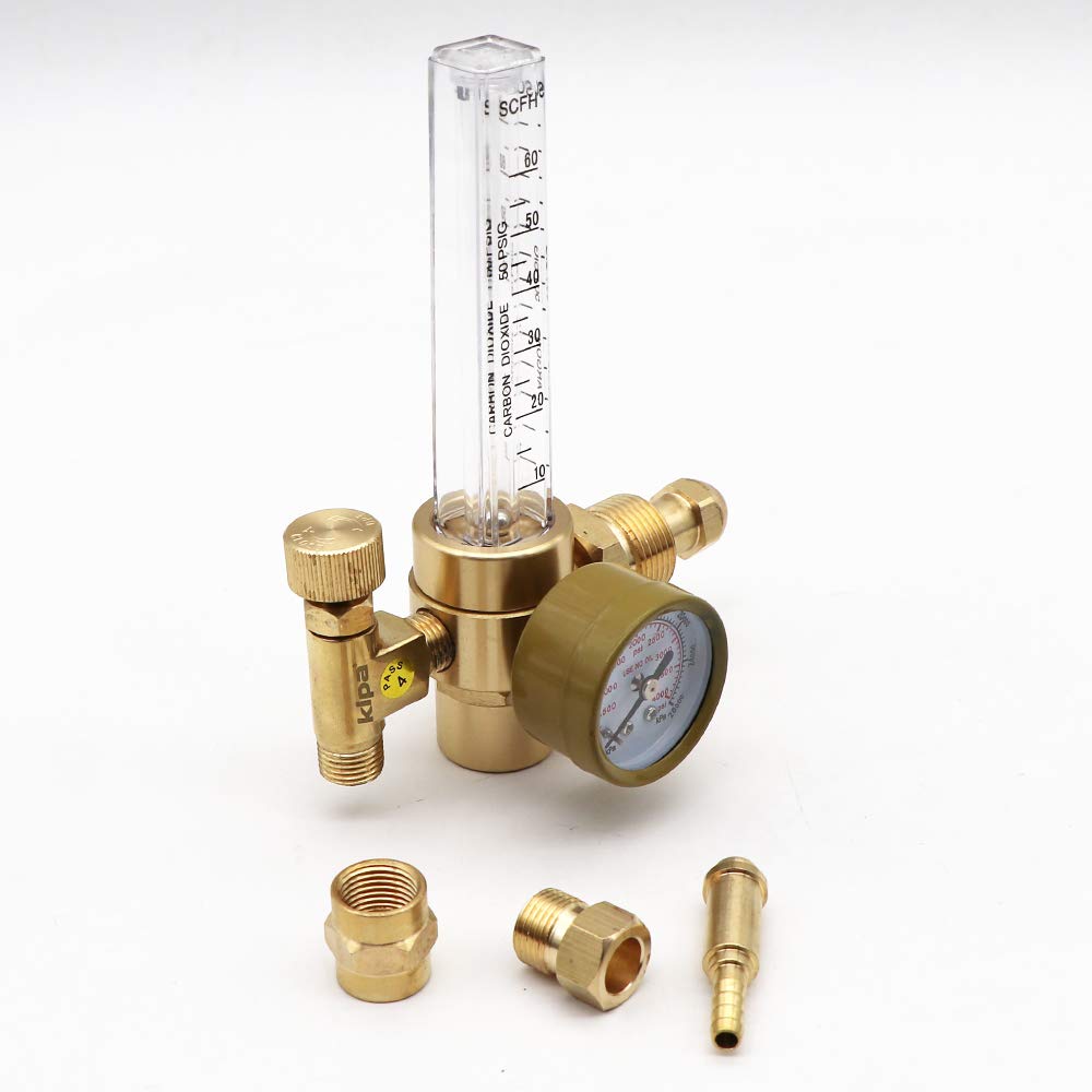 KIPA Argon Flowmeters Regulator with Gas Hose, Welding CGA580 Miller Lincoln Mig Tig, CO2 Argon Mixed Flowmeter Regulator, Accurate Gauge 0 To 4000 Psi Pressure,Durable Welding Gas Flowmeter Gauge