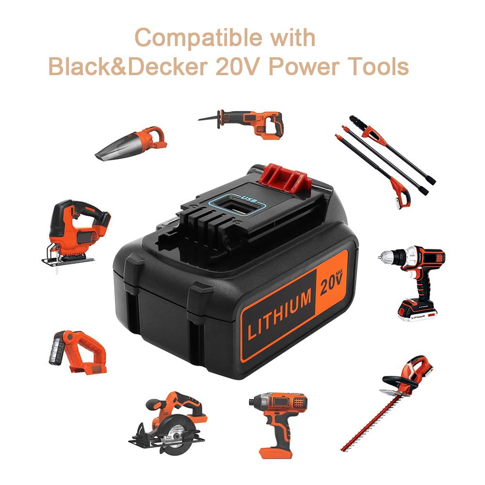 LBXR20 6.0Ah 20V MAX Replacement Lithium Battery Compatible with Black and Decker LBXR20 LB20 LBX20 LBXR2020-OPE LBXR20B-2 LB2X4020