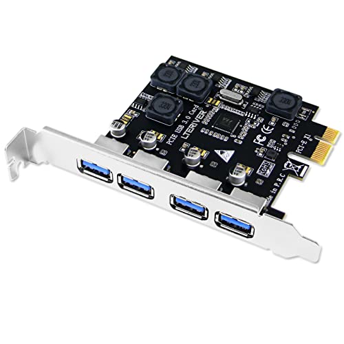 LTERIVER PCIE 4 Ports Super Speed USB 3.0 Card for Windows Server, XP, Vista, 7, 8.x, 10, 11 (32/64bit) PCs, Built in Smart Power Control Technology, No Additional Power Supply Needed(PCE-U304A)