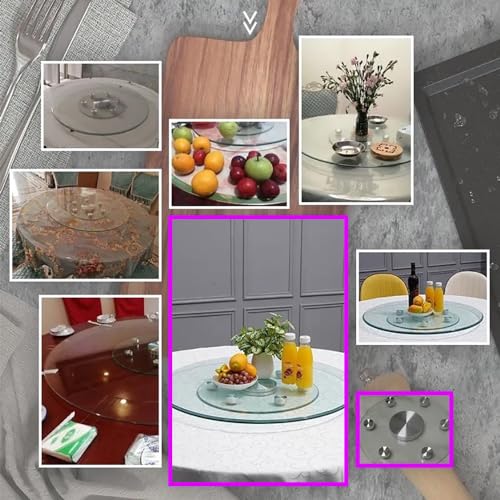 MAGILL Glass Lazy Susan Turntable for Dining Table - 28″ Clear Rotating Plate Round Tabletop Rotating Serving Tray with Silent Bearing,Silent & Smooth (Color : Clear, Size : 32in/80cm)