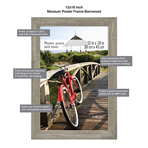 MCS Museum Poster Frame, Barnwood, 12 x 18 in, Single