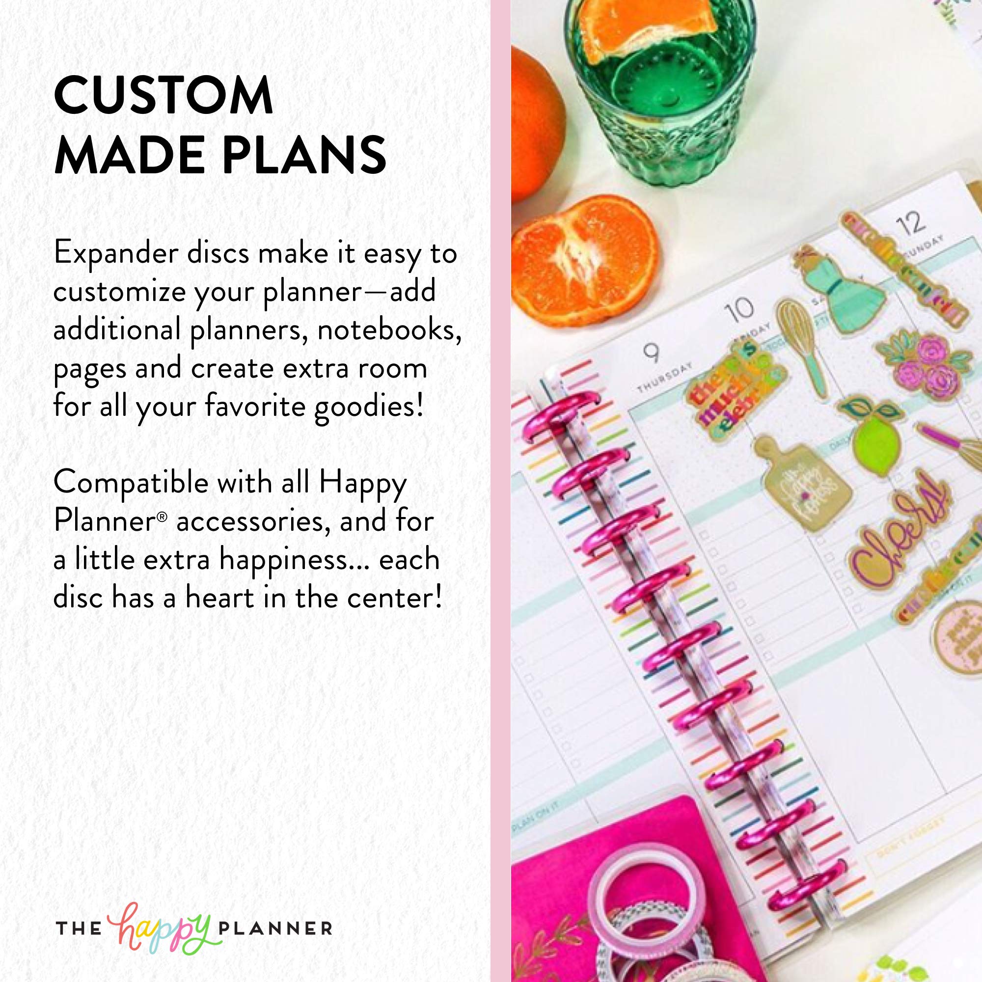 me & my BIG ideas Metal Expander Discs, Bright Pink - The Happy Planner Scrapbooking Supplies - Add Extra Pages, Notes & Artwork - Create More Space for Notebooks, Planners & Journals - Expander Size