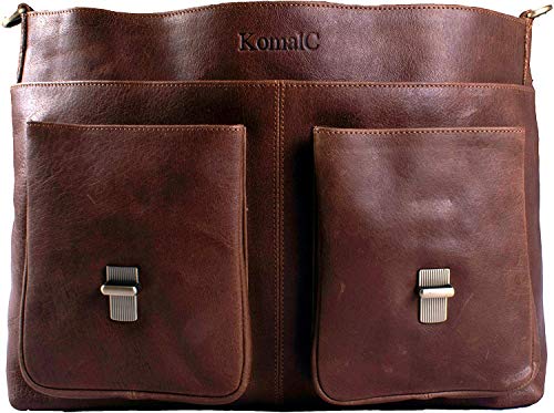 KomalC 16 Inch Leather briefcase Laptop Messenger Bags for Men and Women Best Office Satchel Bag