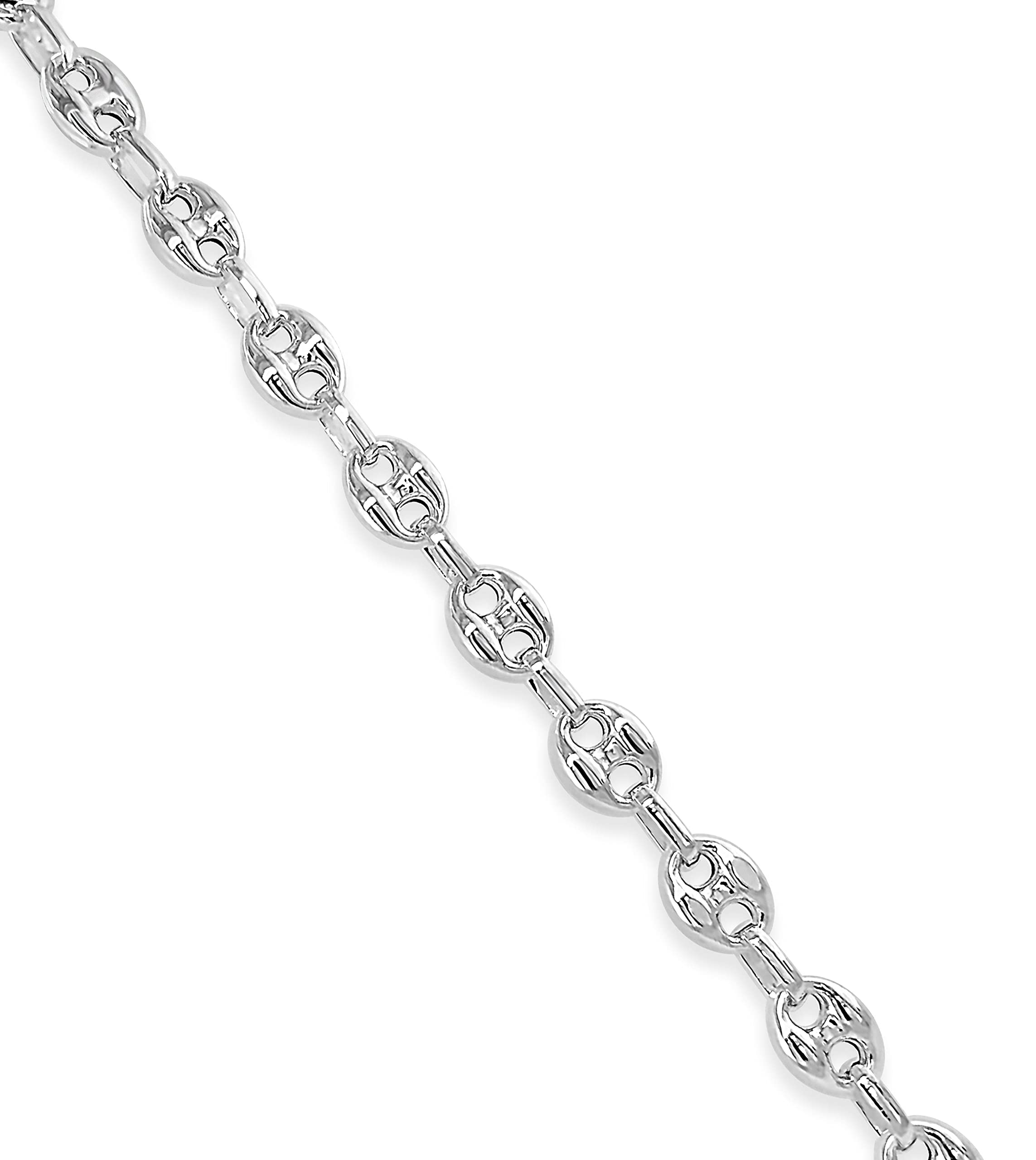 Olive & Chain 925 Sterling Silver Puffed Mariner Link Chain Bracelet, Hypoallergenic, Lobster Clasp Closure, Unisex Men’s Women’s