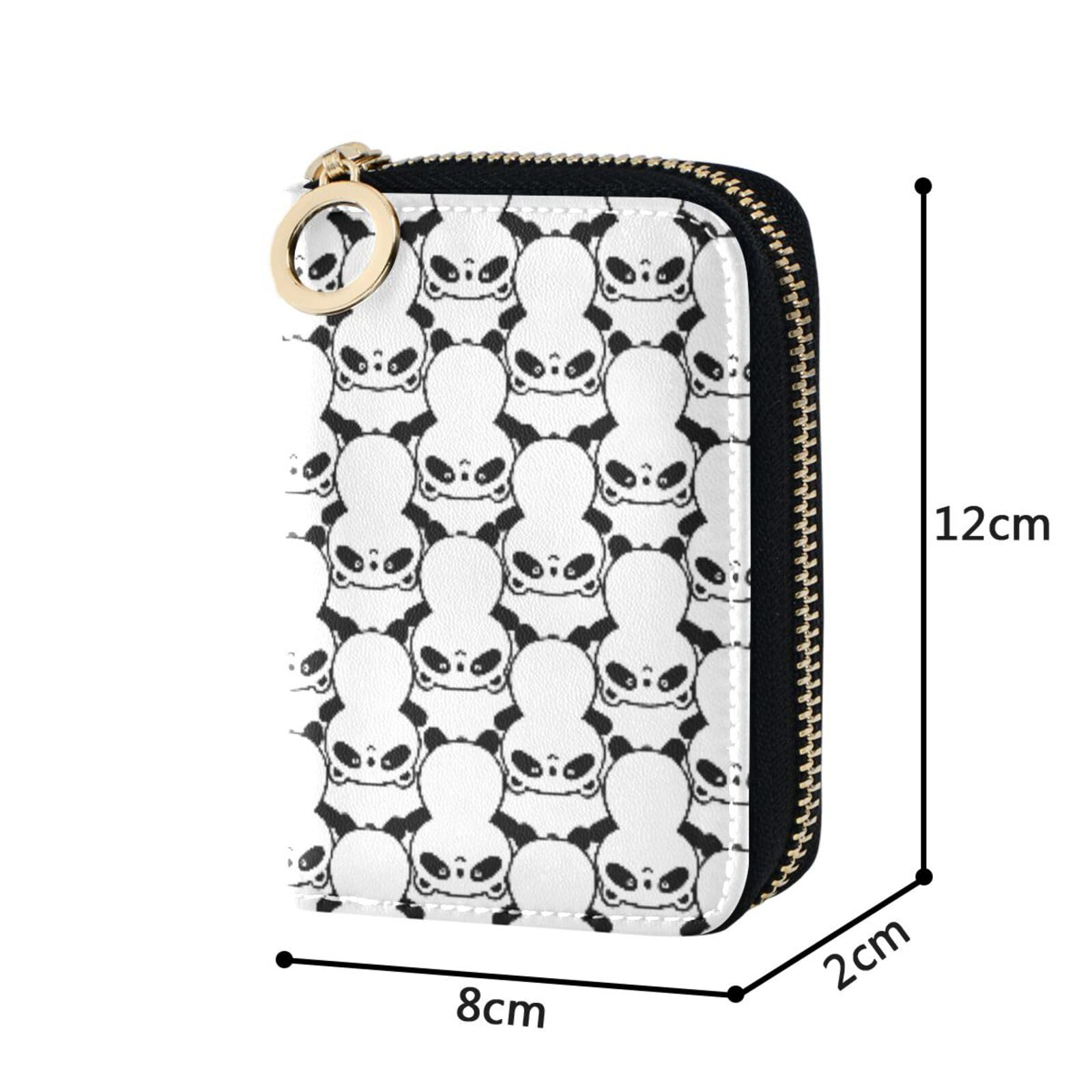 Sletend Cartoon Panda RFID Credit Card Holder Leather With Zipper Card Case Wallet for Women Girls