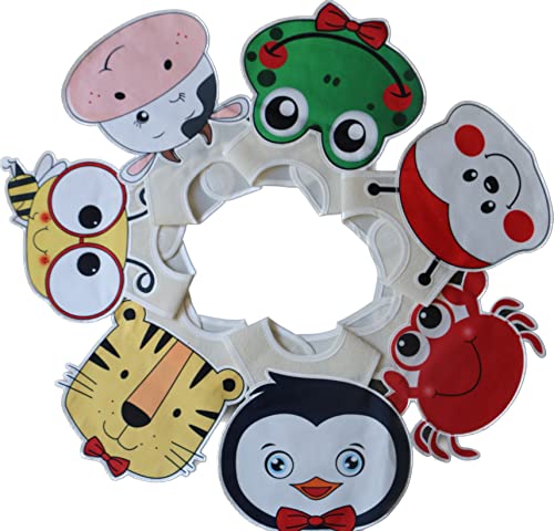 Teething, Drooling, Protective Animal Figure Bibs Set For Babies 7 Pack