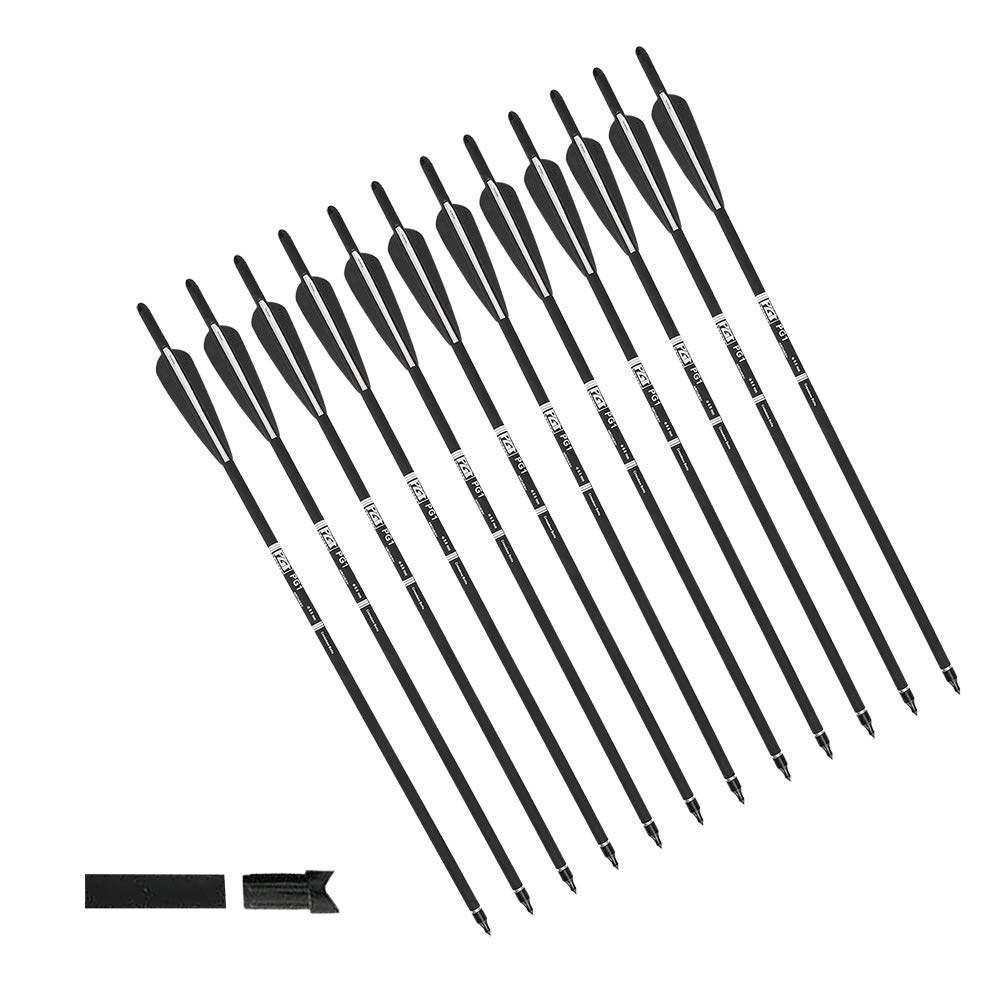 PG1ARCHERY Carbon Crossbolt 20 Inch Hunting Archery Arrows with Moon Nocks and Removable Tips (Pack of 12) (Red Black)