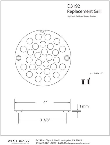 Westbrass 4" O.D. Sold Brass Shower Strainer Cover, Matte Black, D3192-62