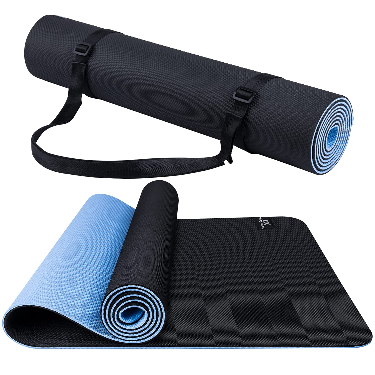 Matymats Thick Yoga Mat for Women Men Non Slip Workout Exercise Mat with Strap for Home Gym 1/4 inch 72"x24", Black