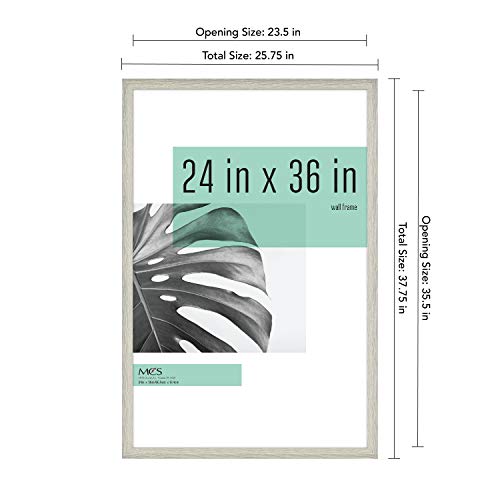 MCS Studio Gallery 24x36 Poster Frame Gray Woodgrain, Vertical & Horizontal Wall Hanging Large Picture Frame for Photos, Posters & Art Prints (2-Pack)