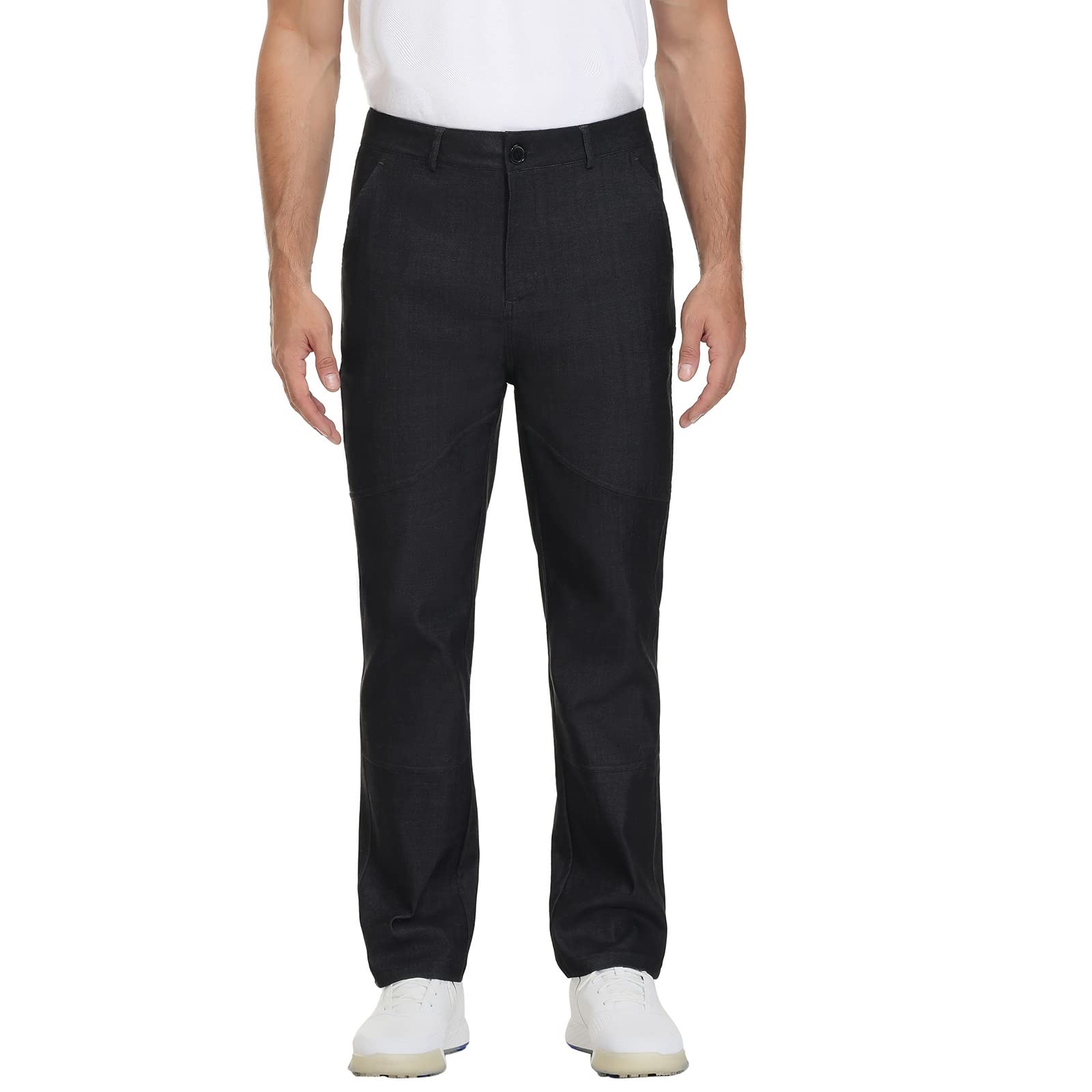SAMDOWA Men's High Stretch Golf Pants UPF 50+ Breathable Comfort Thick Straight-Fit Dress Pants with Pockets Grey