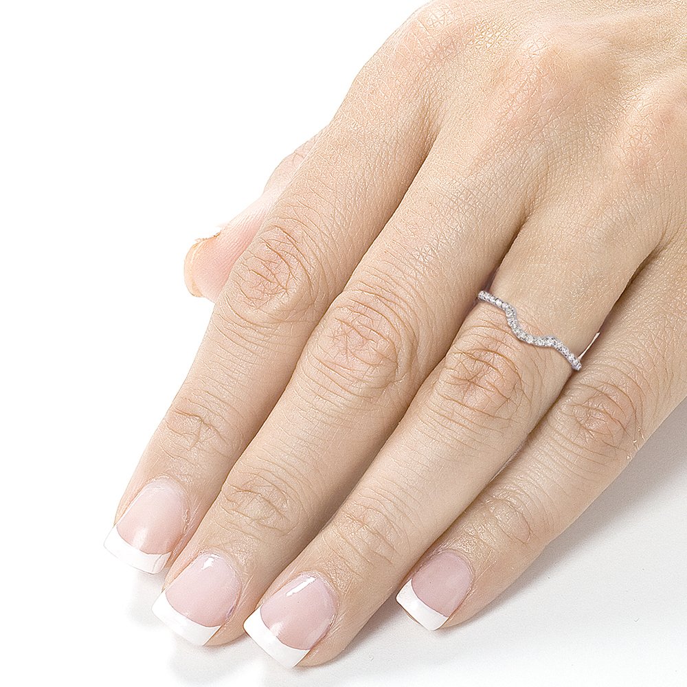 Kobelli Contoured Diamond Band 1/10 Carat (ctw) in 10k White Gold (Matching Band to Ring 61956-E), Size 10