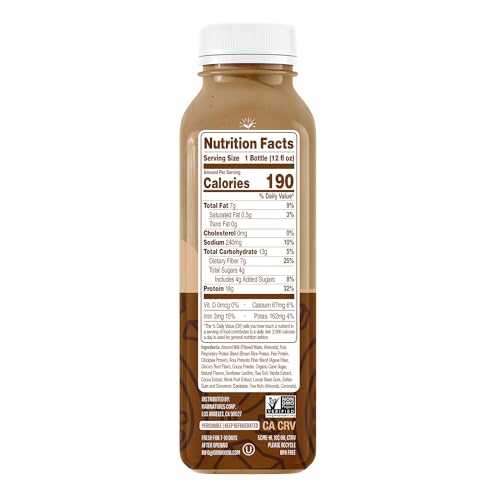 Koia Protein - Ready To Drink Plant Protein Shake (12 Fl Oz) - Cacao Bean - Dairy Free, Gluten Free, Soy Free, Non GMO, Kosher, Vegan, Cocoa