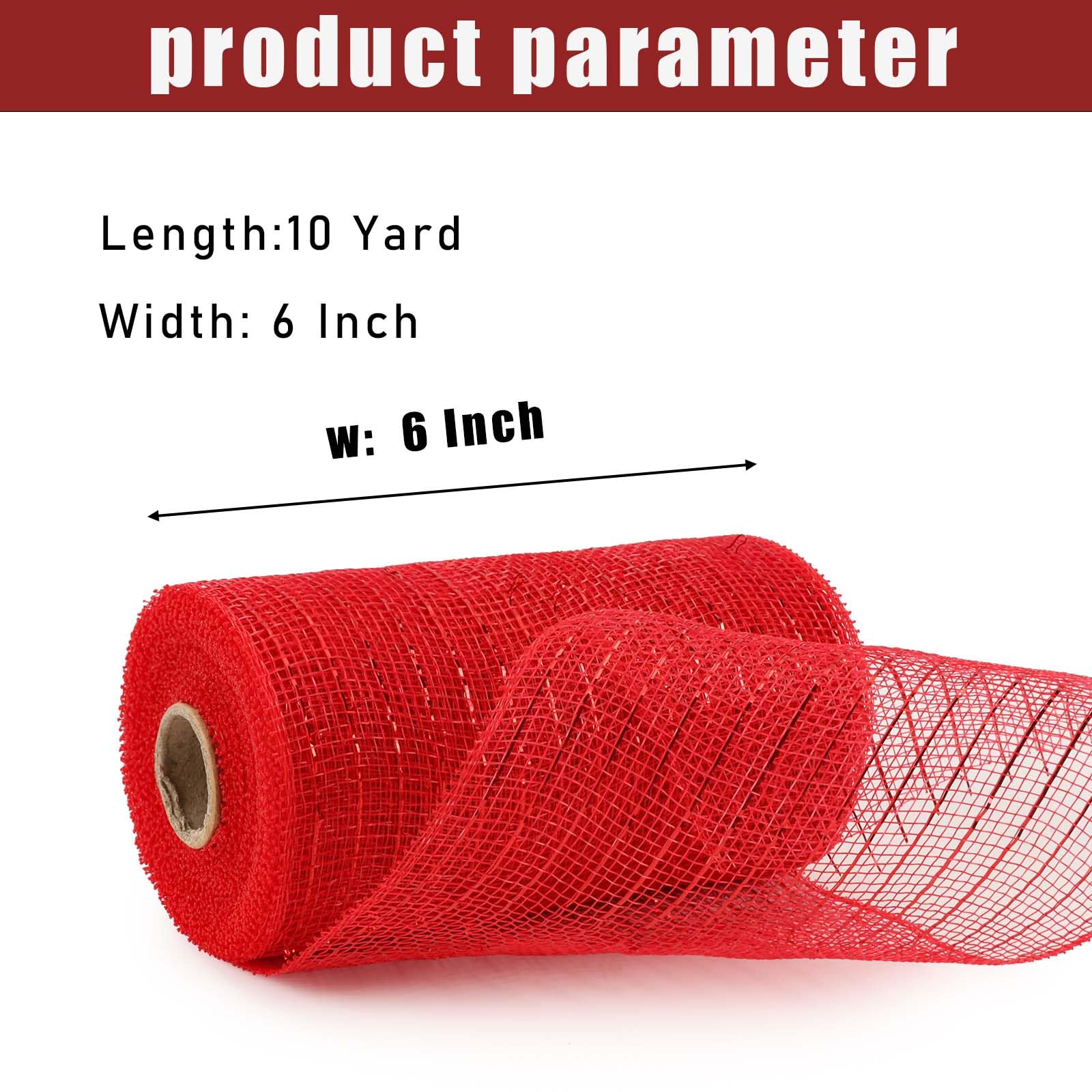 LaRibbons Deco Mesh Ribbon,6 inch x 30 feet Each Roll,Metallic Foil Red and White Rolls for Wreaths, Swags and Christmas Tree Decoration,4 Roll