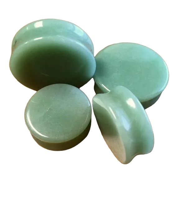 Lobal Domination PAIR of Jade Green Adventurine Organic Stone Plugs Gauges - up to 38mm available! (1&1/2" (38mm))