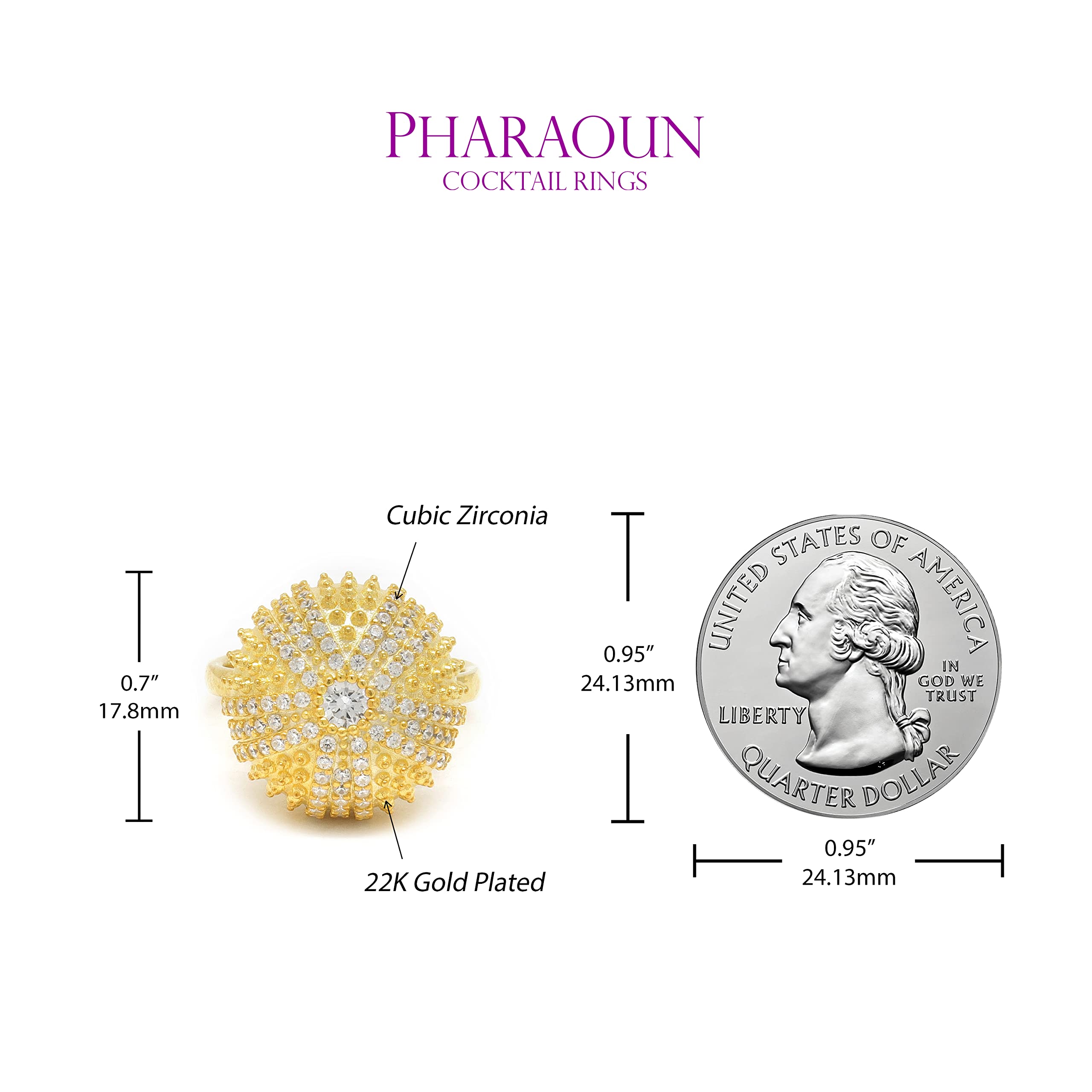 Pharaoun Mini Sea Urchin Cocktail Ring in Gold-Plated Sterling Silver - Size 4
