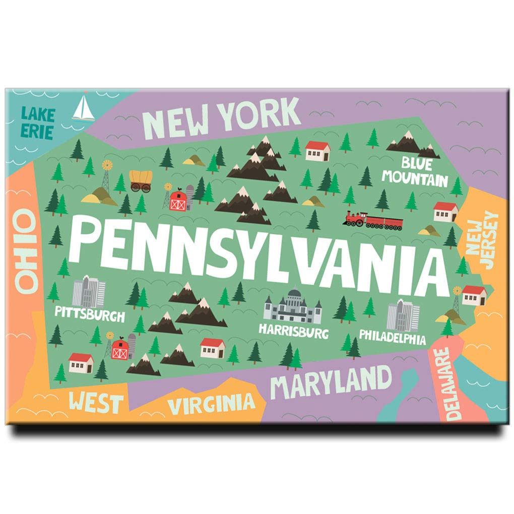 Pennsylvania map Fridge Magnet Philadelphia Poster Pittsburgh Travel Souvenir