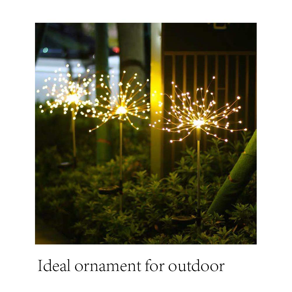 MOFAIRHOME 90LED Outdoor Solar Garden Lights, Waterproof 2 Flash Modes 50 Copper Wire String, Firework Stake Starburst Fairy Light, DIY Flowers Trees for Walkway Patio Lawn Backyard Christmas (Color)