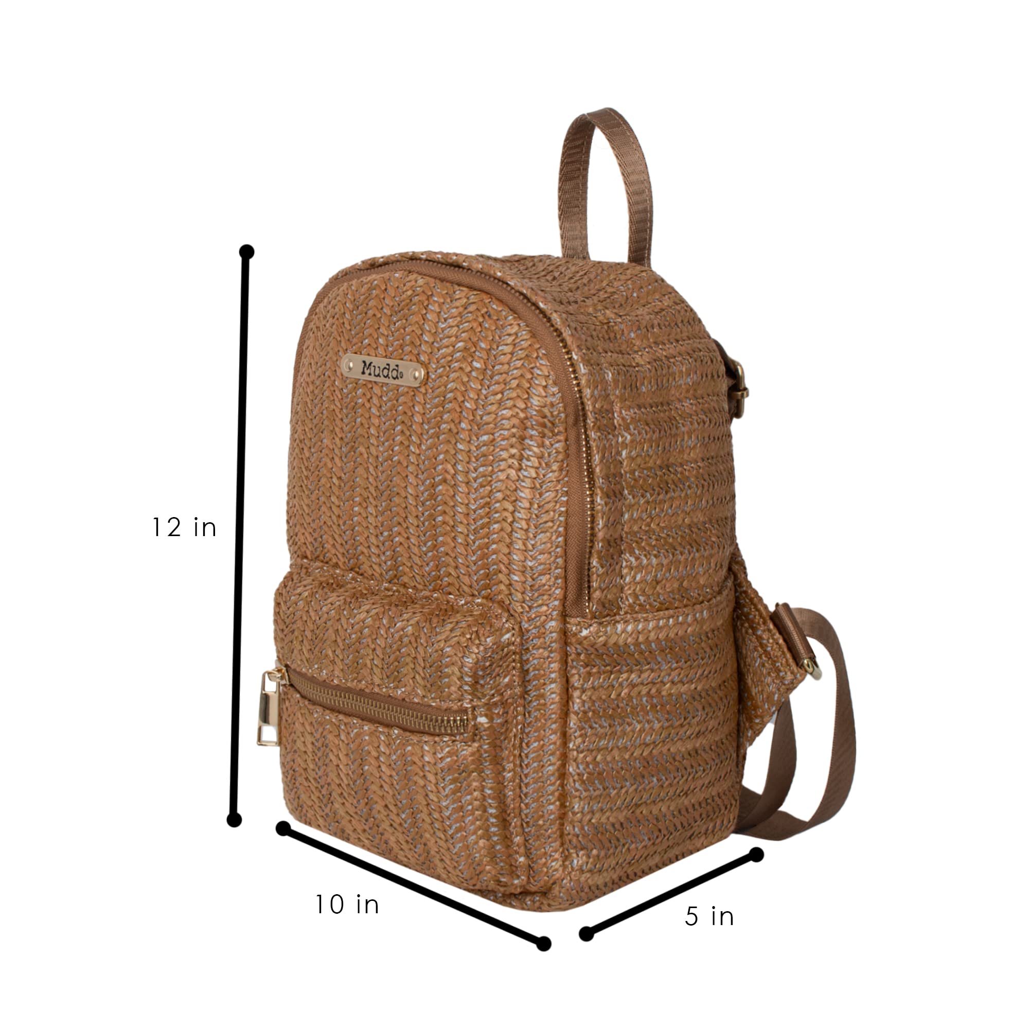 MUDD Women's Tan Straw Backpack With Adjustable Shoulder Strap For Travel or a Casual Look